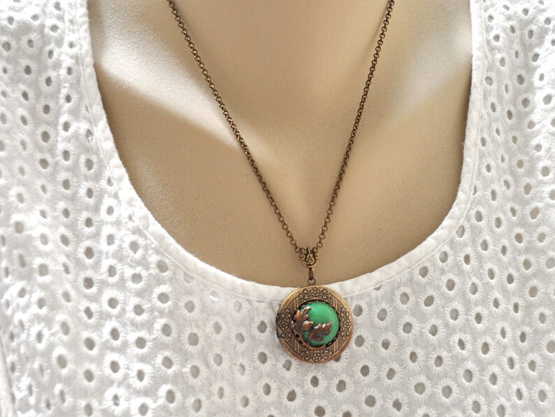 Antiqued Brass Jade Locket Evergreen Antiqued Brass Locket | Etsy