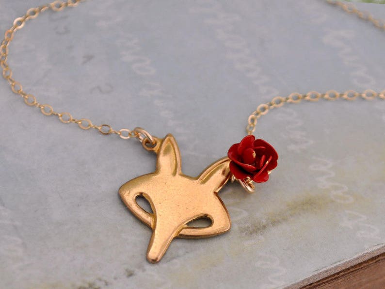 Gold Fox Necklace Dainty Gold Filled FOXY LADY Petite Brass | Etsy