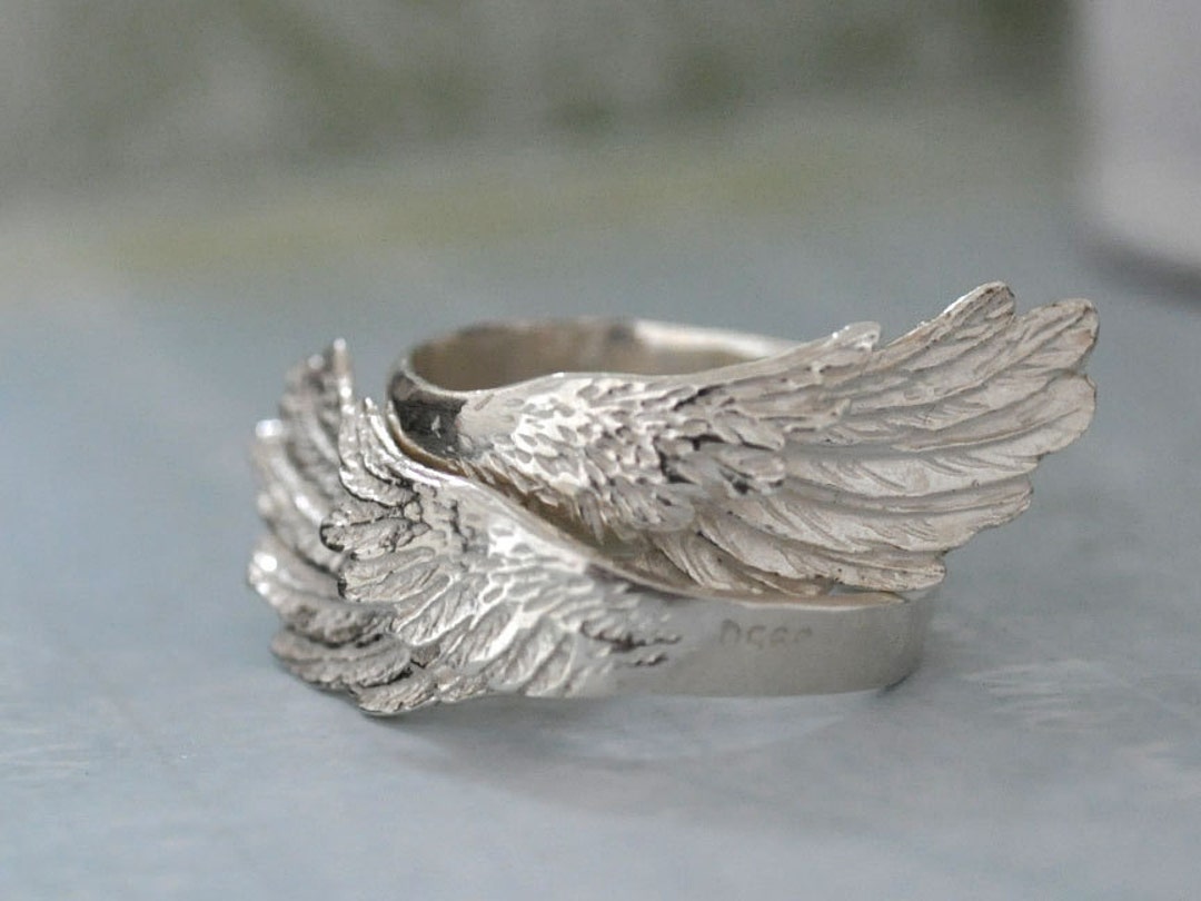 Handmade 925 Sterling Silver Wing Ring Set WINGED Oxidized Ring Set ...