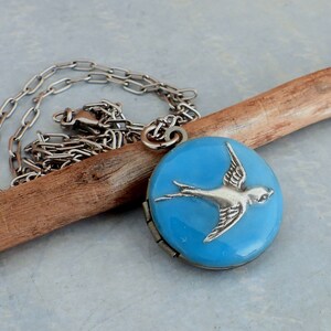 Antique Silver Sparrow Bird Locket Necklace / Tiny Petite Victorian ...