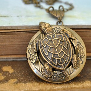 Brass Sea Turtle Locket UNDER THE SEA Handmade Antique Brass Turtle ...