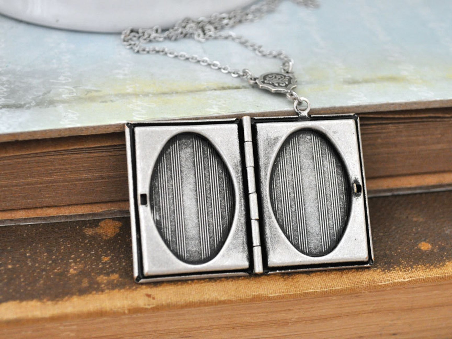 Lion Necklace Silver Book Locket Necklace THE BRAVE ONE - Etsy