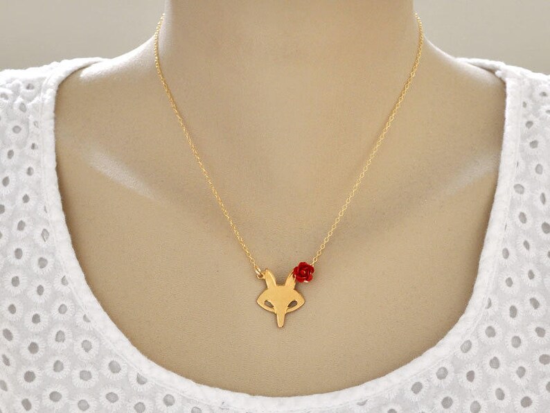 Gold Fox Necklace Dainty Gold Filled FOXY LADY Petite Brass - Etsy