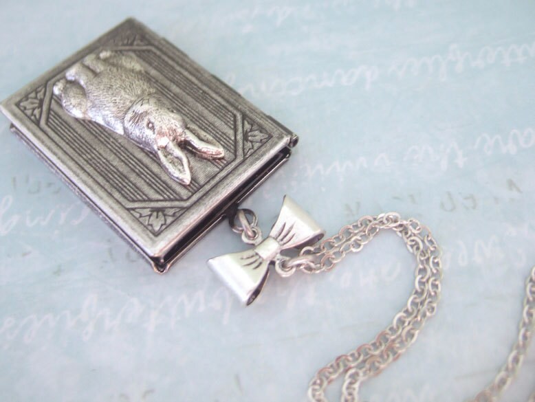 The Tale of Peter Rabbit, Silver Bunny Book Style Locket Necklace - Etsy