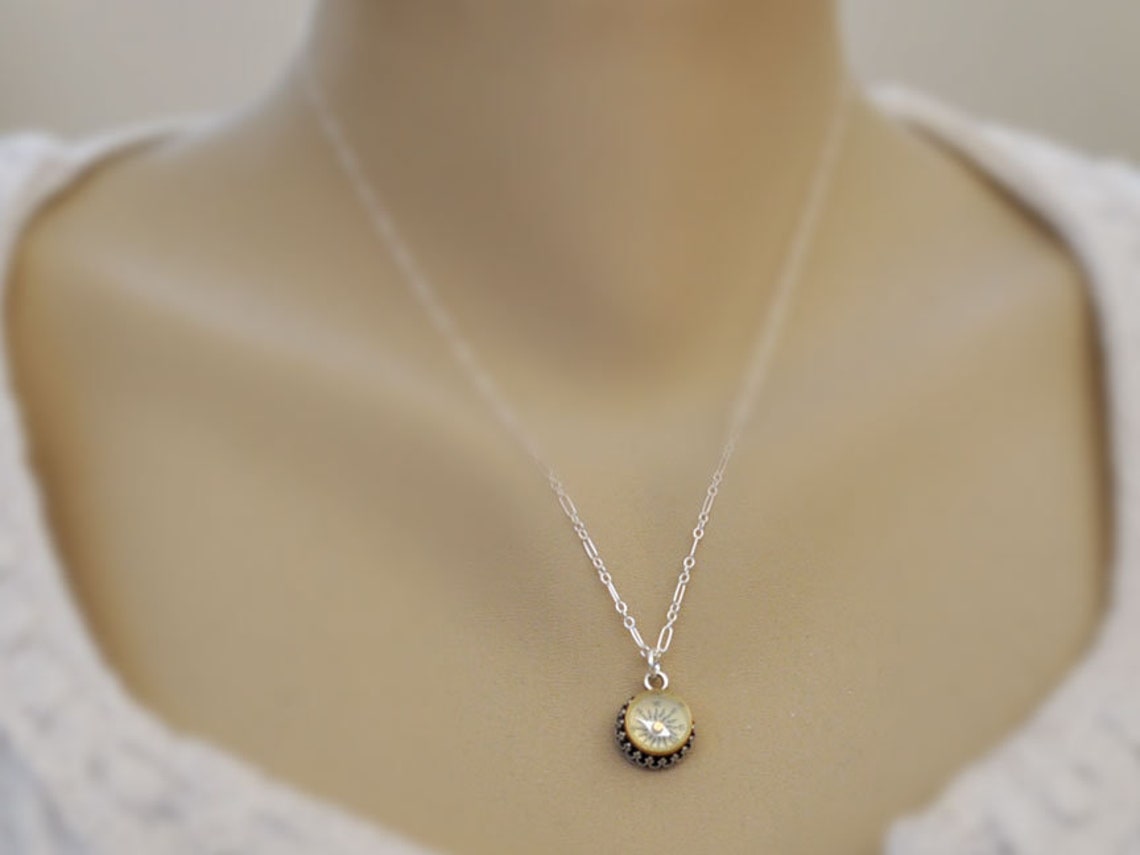Silver compass necklace GUIDANCE antiqued sterling silver | Etsy