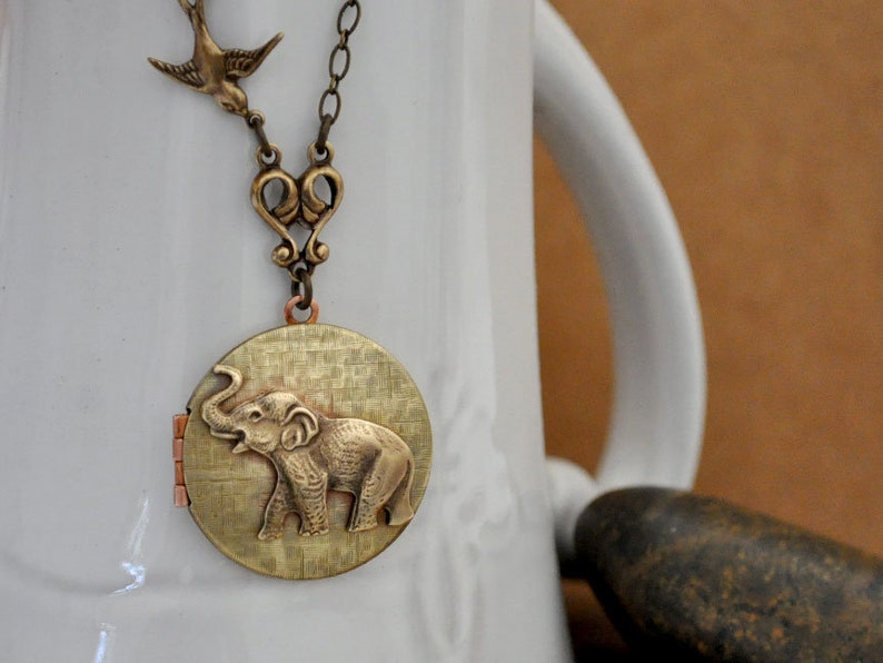 Vintage Elephant Locket BEST OF FRIENDS Baby Elephant and | Etsy