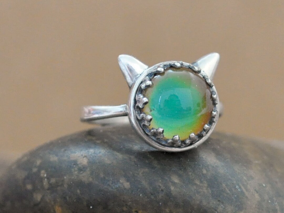 CAT MOOD RING, Sterling Silver Ring, Color Changing Ring, Sterling ...