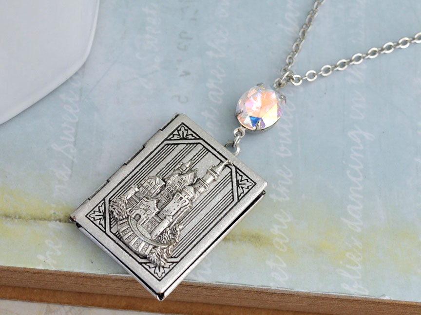 Silver Locket Necklace Castle Locket Fairy Tale Locket ONCE - Etsy