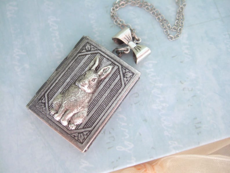 The Tale of Peter Rabbit, Silver Bunny Book Style Locket Necklace - Etsy