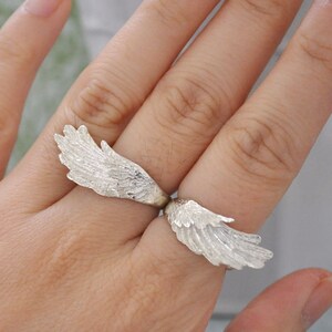 Handmade 925 Sterling Silver Wing Ring Set WINGED Oxidized Ring Set ...