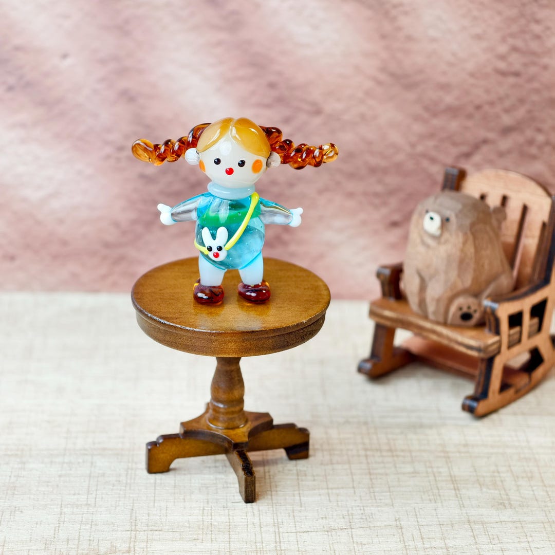 Handmade Glass Girl Figurine: Miniature Sculpture, Collectible Ornament ...