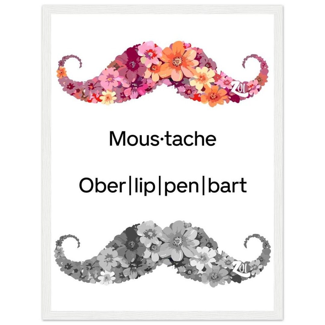 Framed Poster Flower Mustache - Etsy