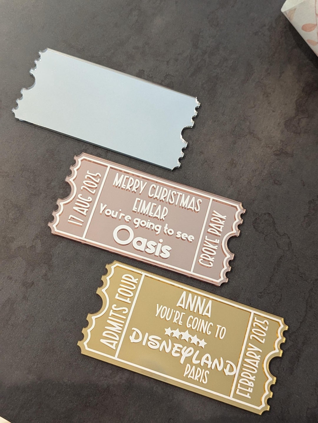 Personalised Acrylic Ticket, Custom Event, Holiday, Spa Voucher ...