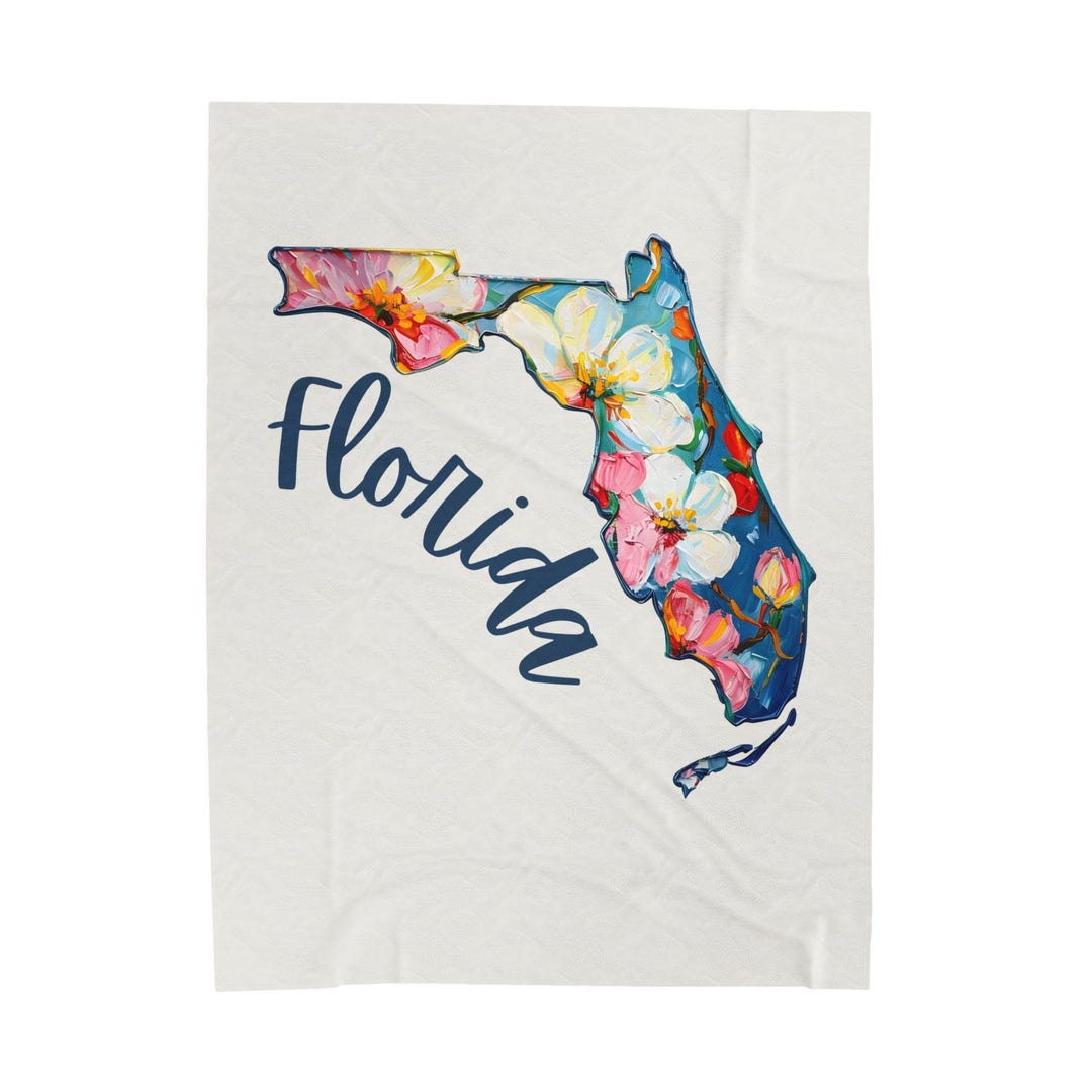Florida Blanket, Florida State Floral Blanket, Florida Map, Cozy ...