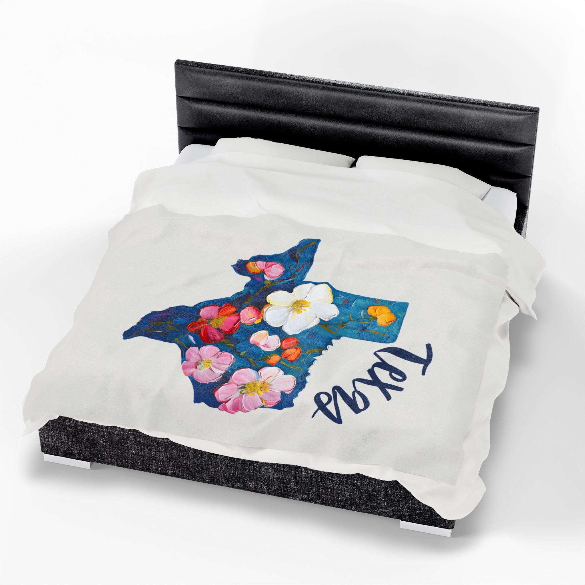 Texas Blanket Floral Map of Texas Gift for Texan Blanket Cozy Home ...