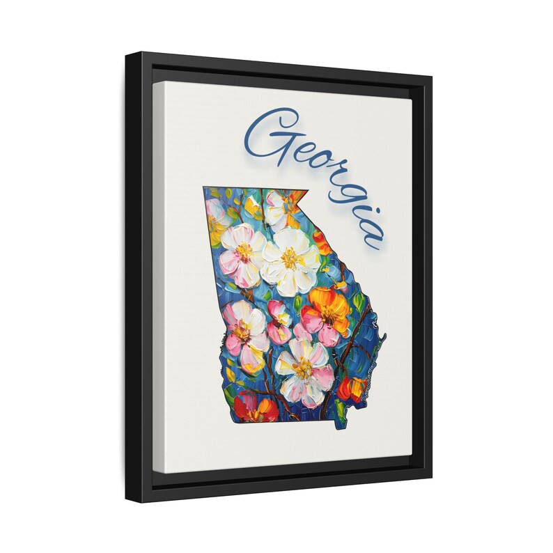 Georgia Wall Art Floral Georgia Map Canvas Georgia Framed Wall Decor ...