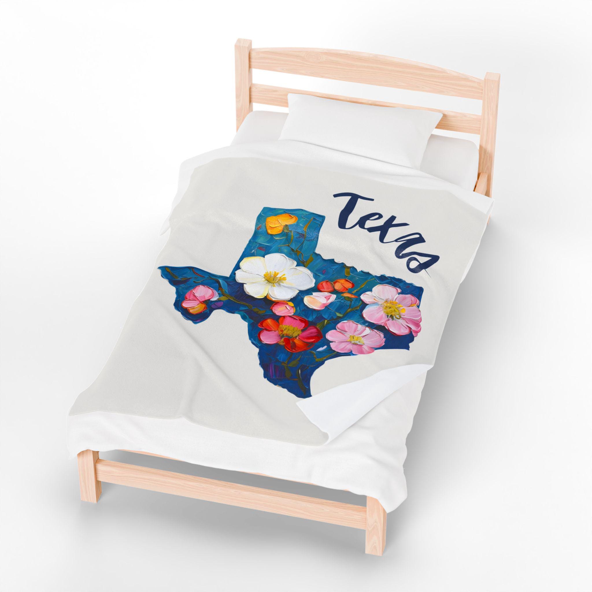 Texas Blanket Floral Map of Texas Gift for Texan Blanket Cozy Home ...