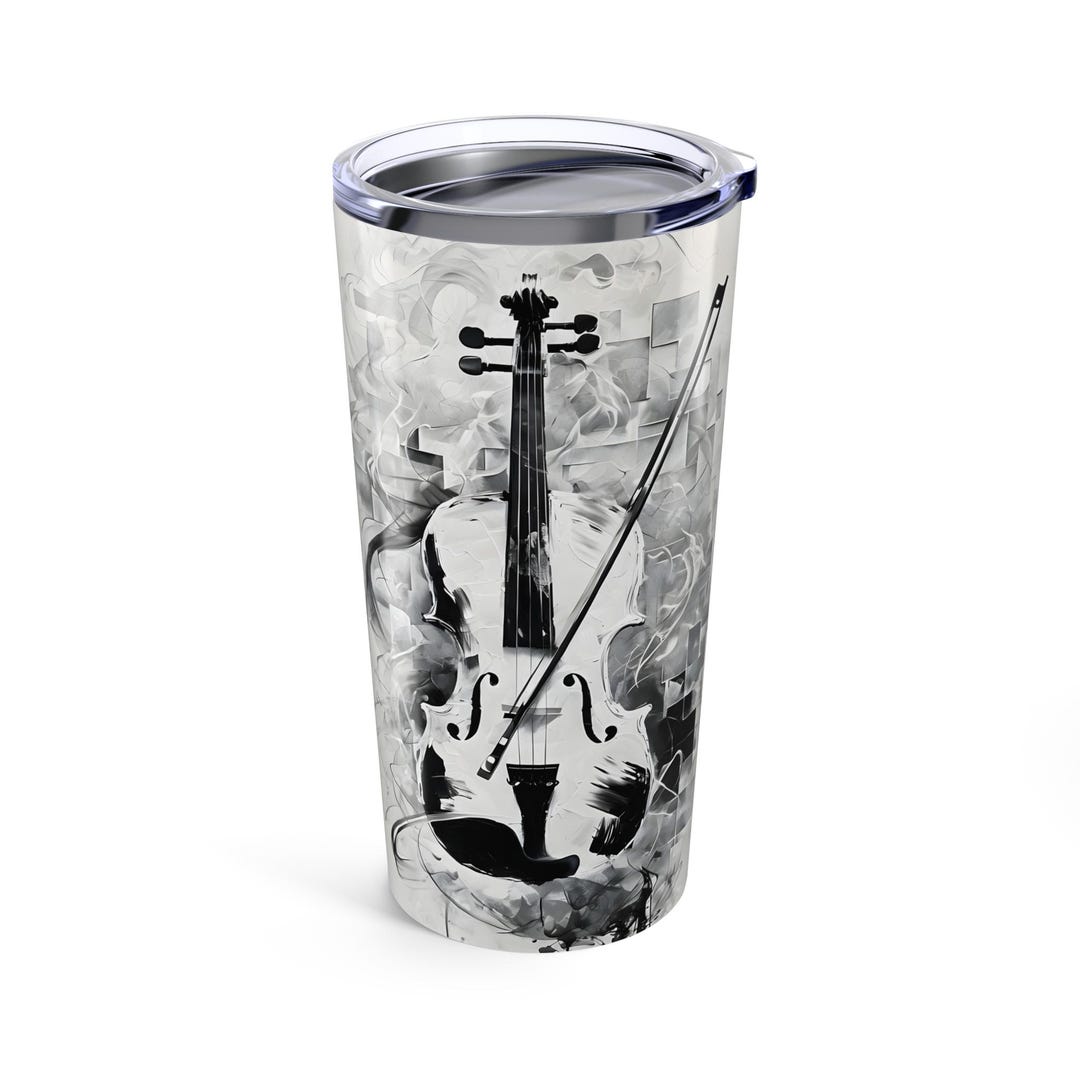 Violin Cup, Black and White Violin Tumbler for Musician Travel Cup for ...