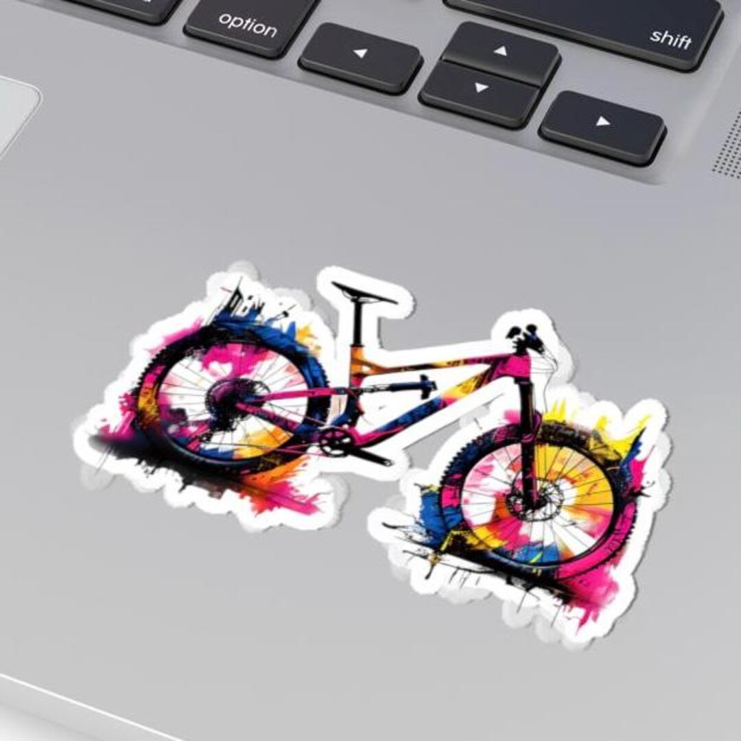 Mountain Bike Sticker, Neon MTB Cycling Decal, Trail Rider Gift, Bike ...