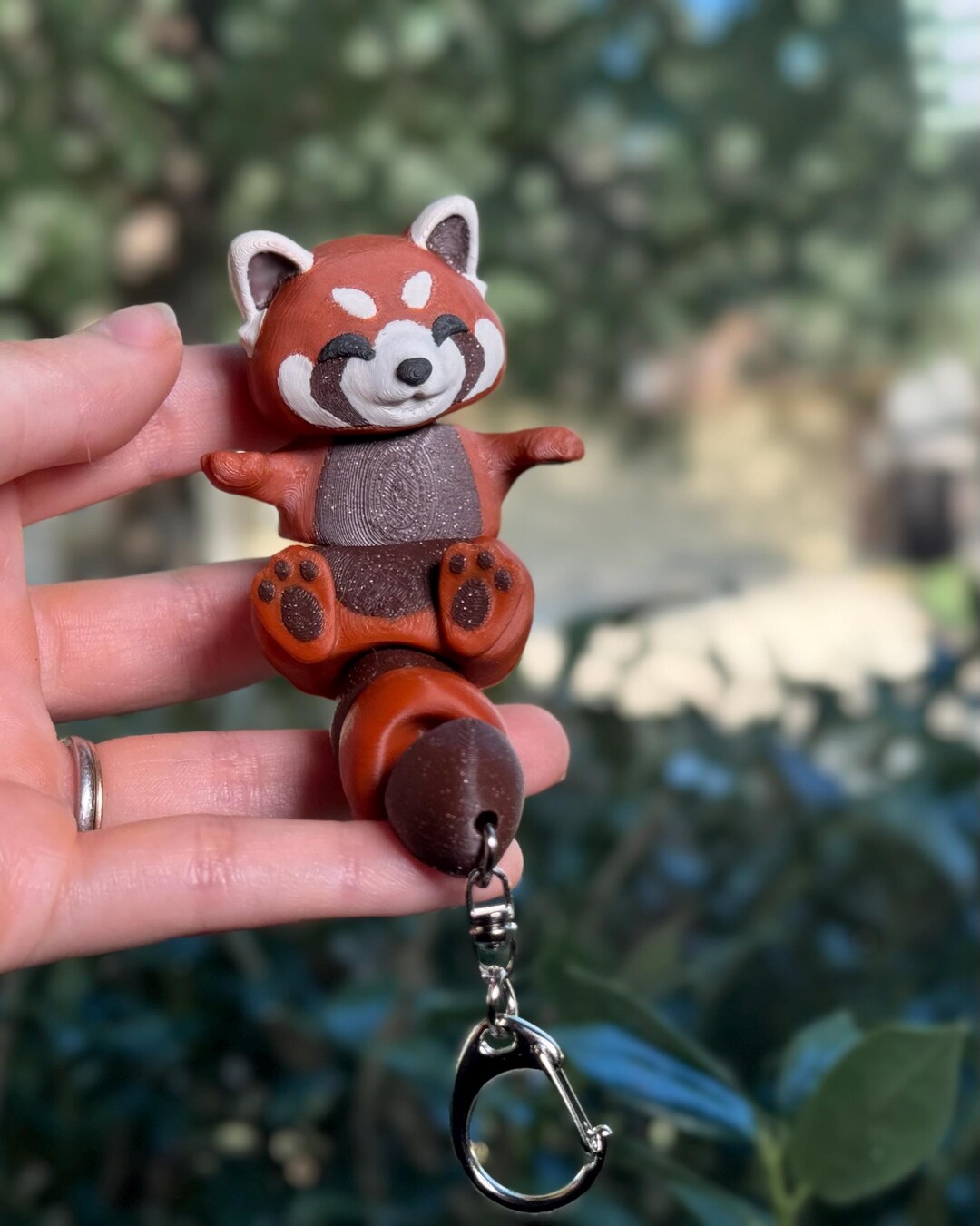 Flexi Red Panda Keychain 3D Printed Articulated Fidget With Magnetic ...