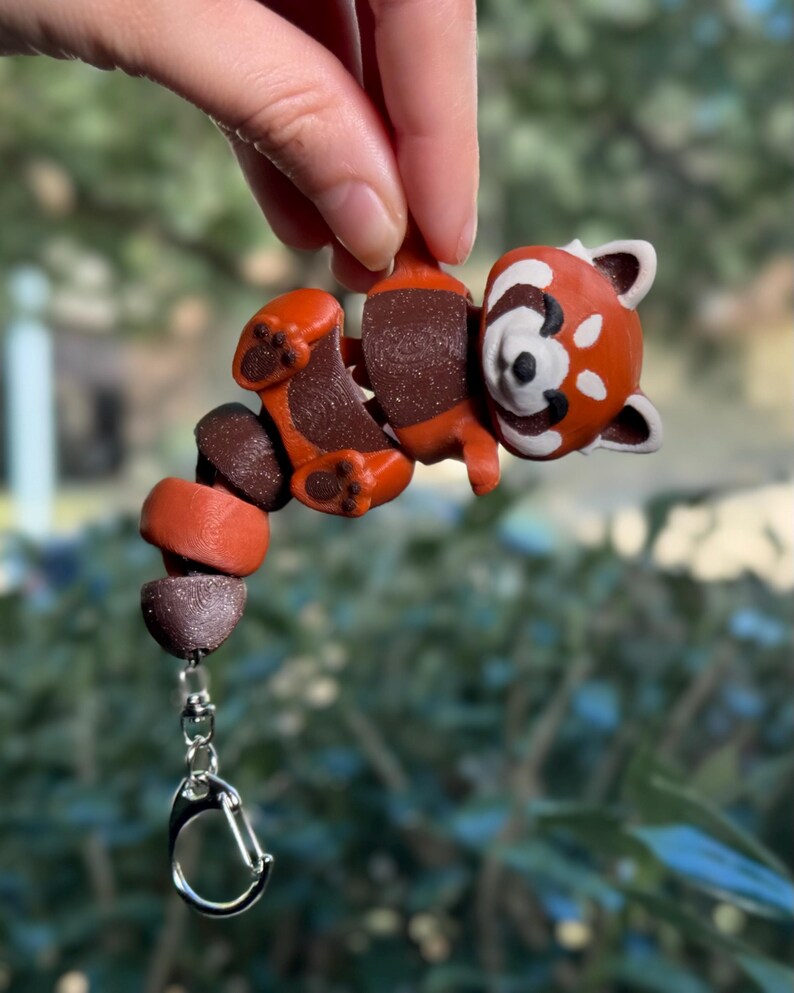 Flexi Red Panda Keychain 3D Printed Articulated Fidget With Magnetic ...