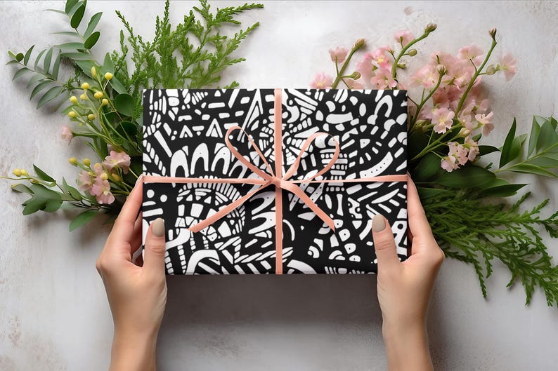 ZENTANGLE JOY - Wild and Fun Wrapping Paper Sheets With Abstract ...