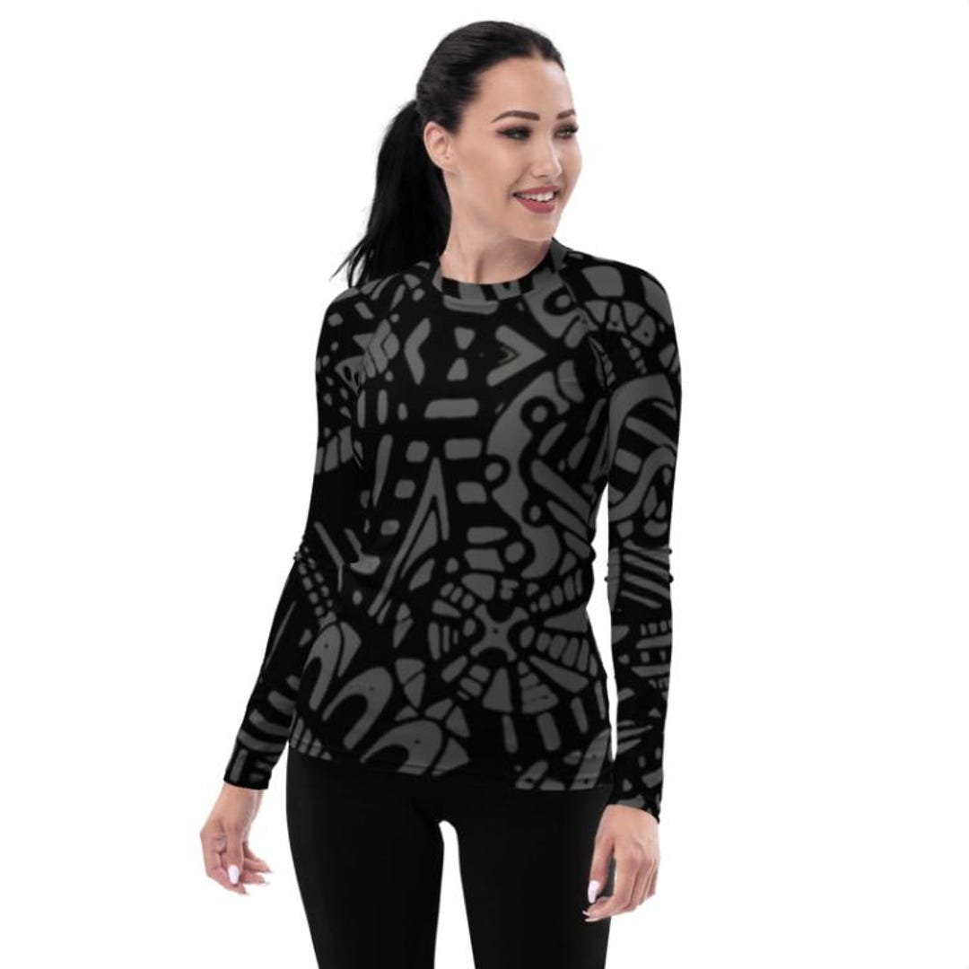 ZENTANGLE JOY - Long-sleeved Rash Guard Shirt With Abstract Geometric ...