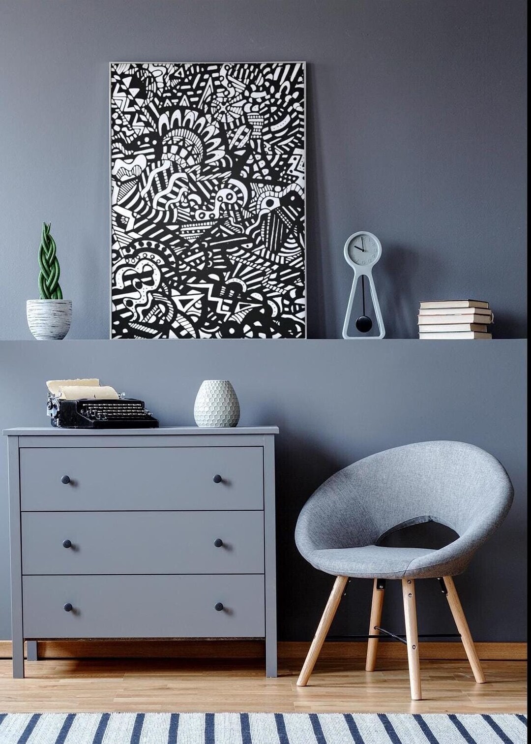 ZENTANGLE JOY - Fine Art Poster With Abstract Geometric Graphic Design ...