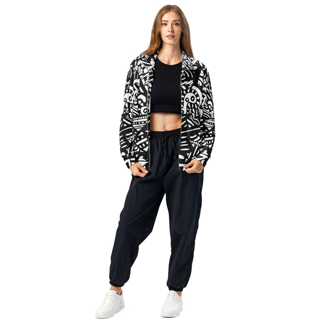 ZENTANGLE JOY Chic Designer Track Jacket With Abstract Geometric Art ...