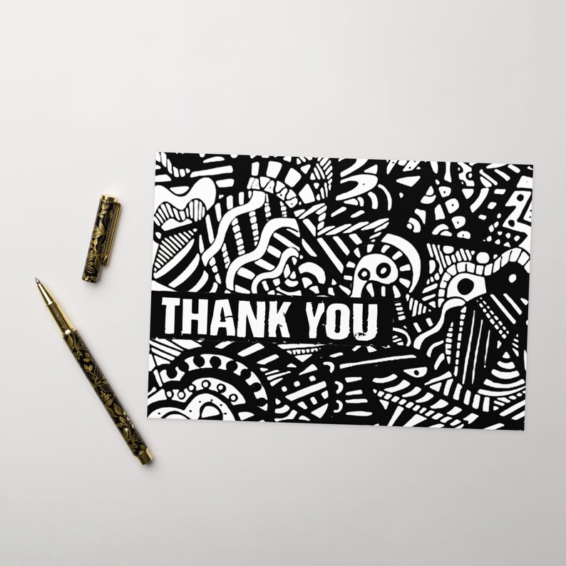 ZENTANGLE JOY - Thank You Greeting Card With Abstract Geometric Art ...