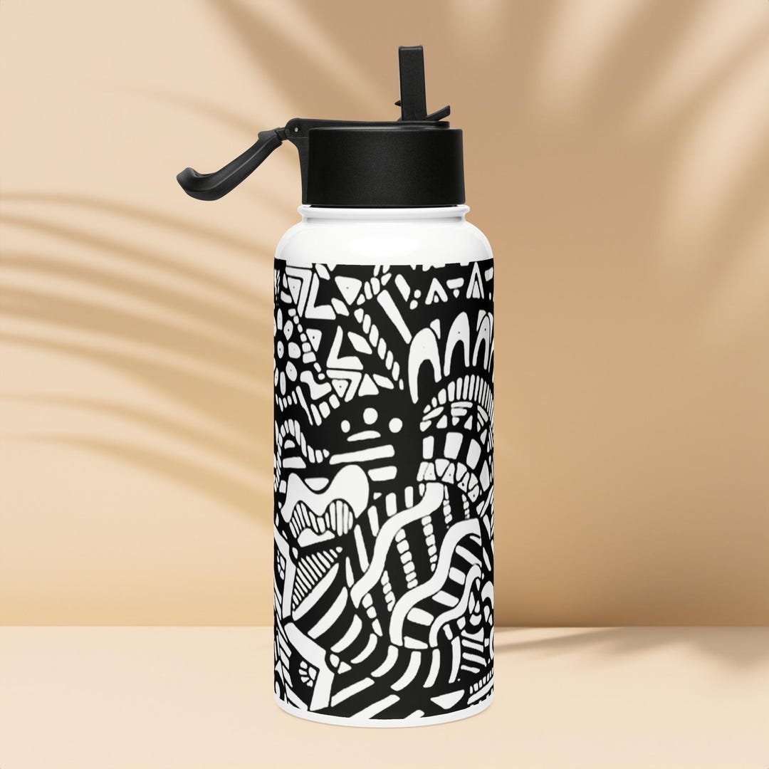 ZENTANGLE JOY - Designer Stainless Steel Water Bottle With Straw Lid in ...