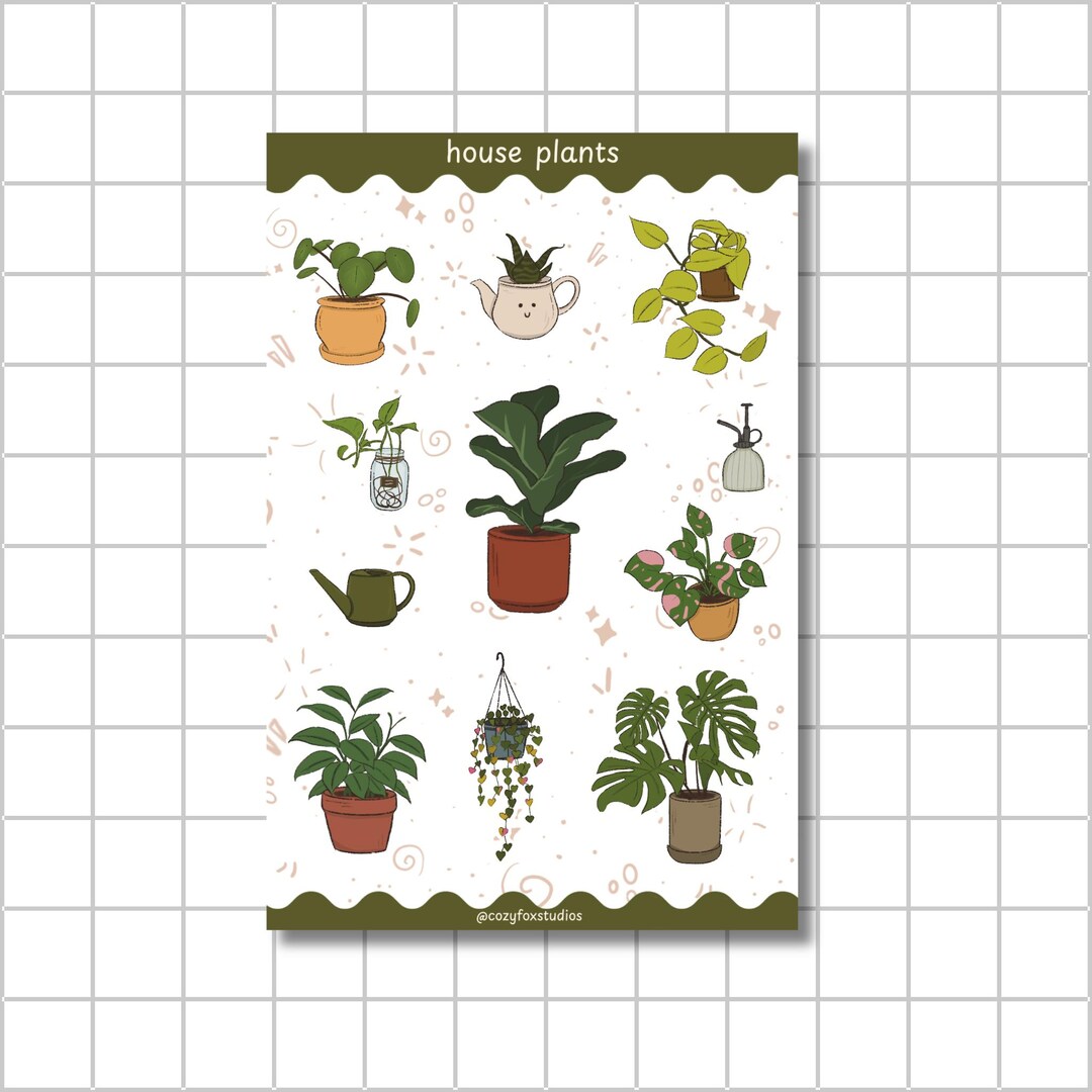 House Plants Sticker Sheet - Journaling Stickers - Etsy