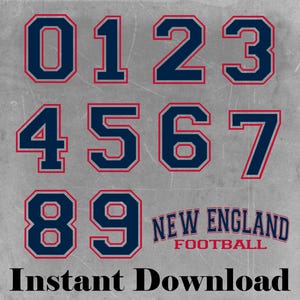 New England Football Numbers 0-9 PNG | Blue and Red Fan Art (digital ...