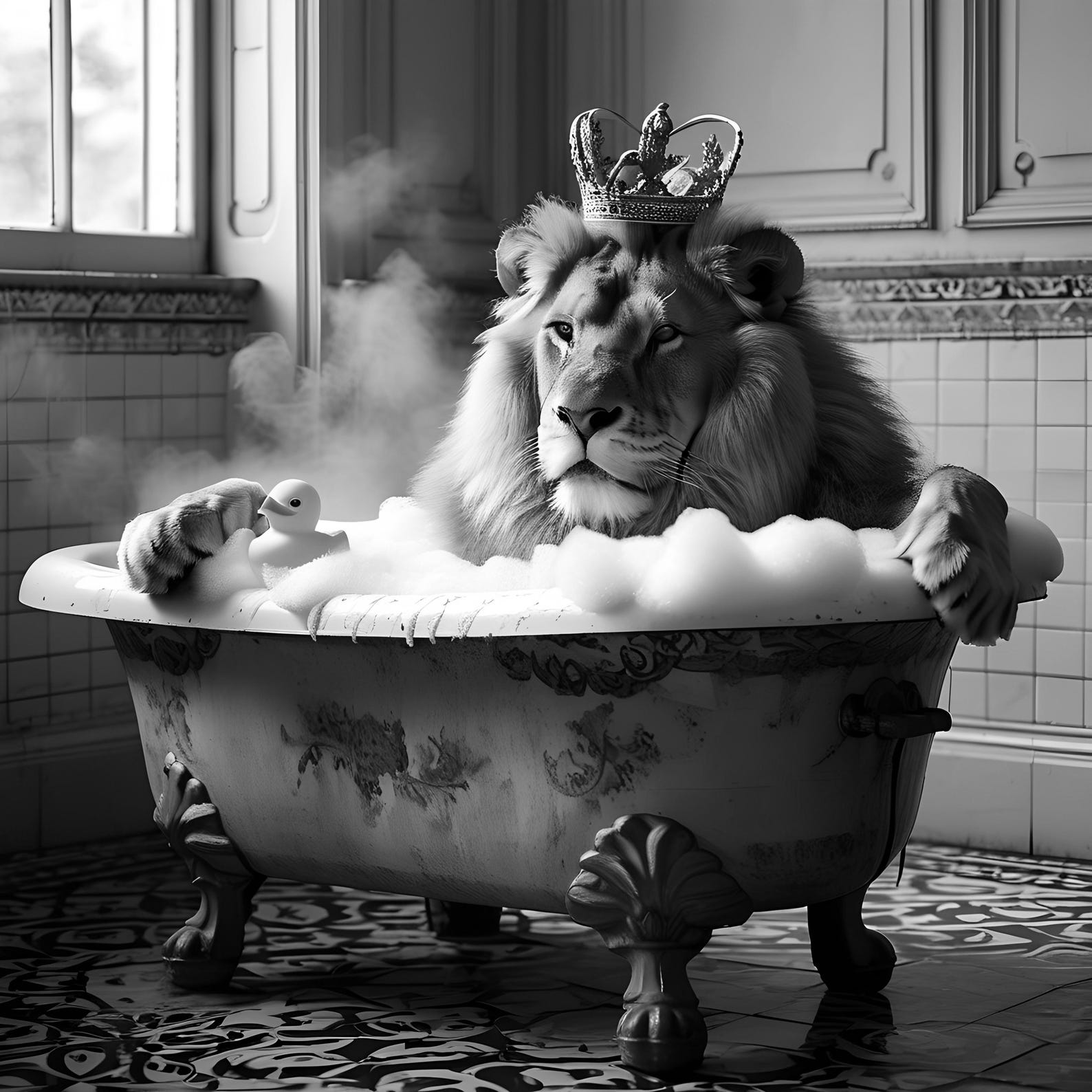 Animals in the Bathroom Digital Art Bundle 10 Fun 20x20 Inch Illustrations in Color and Black ...