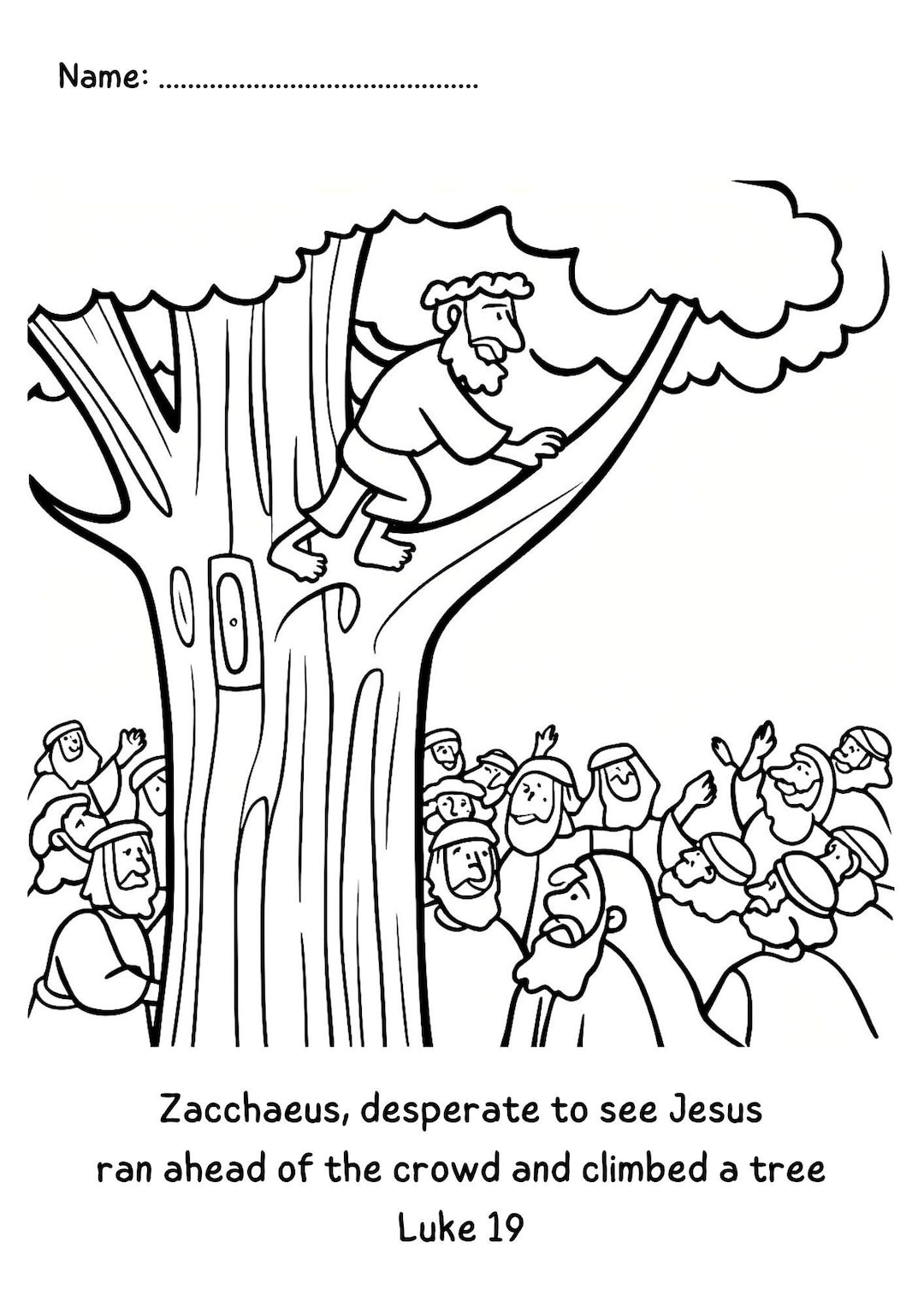Zacchaeus Climbs a Tree - Colouring Page - Etsy