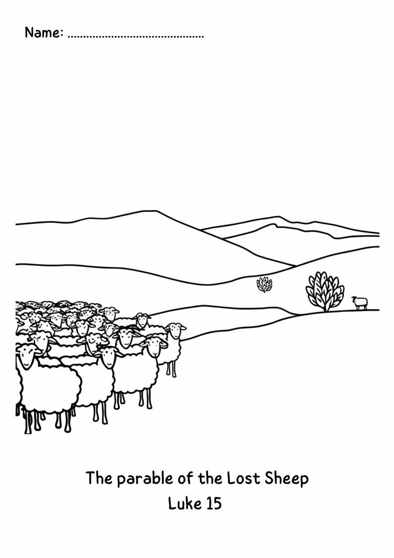 The Parable of the Lost Sheep Colouring Page - Etsy