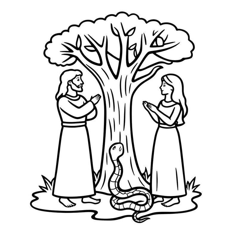 Adam & Eve - Colouring Page - Etsy
