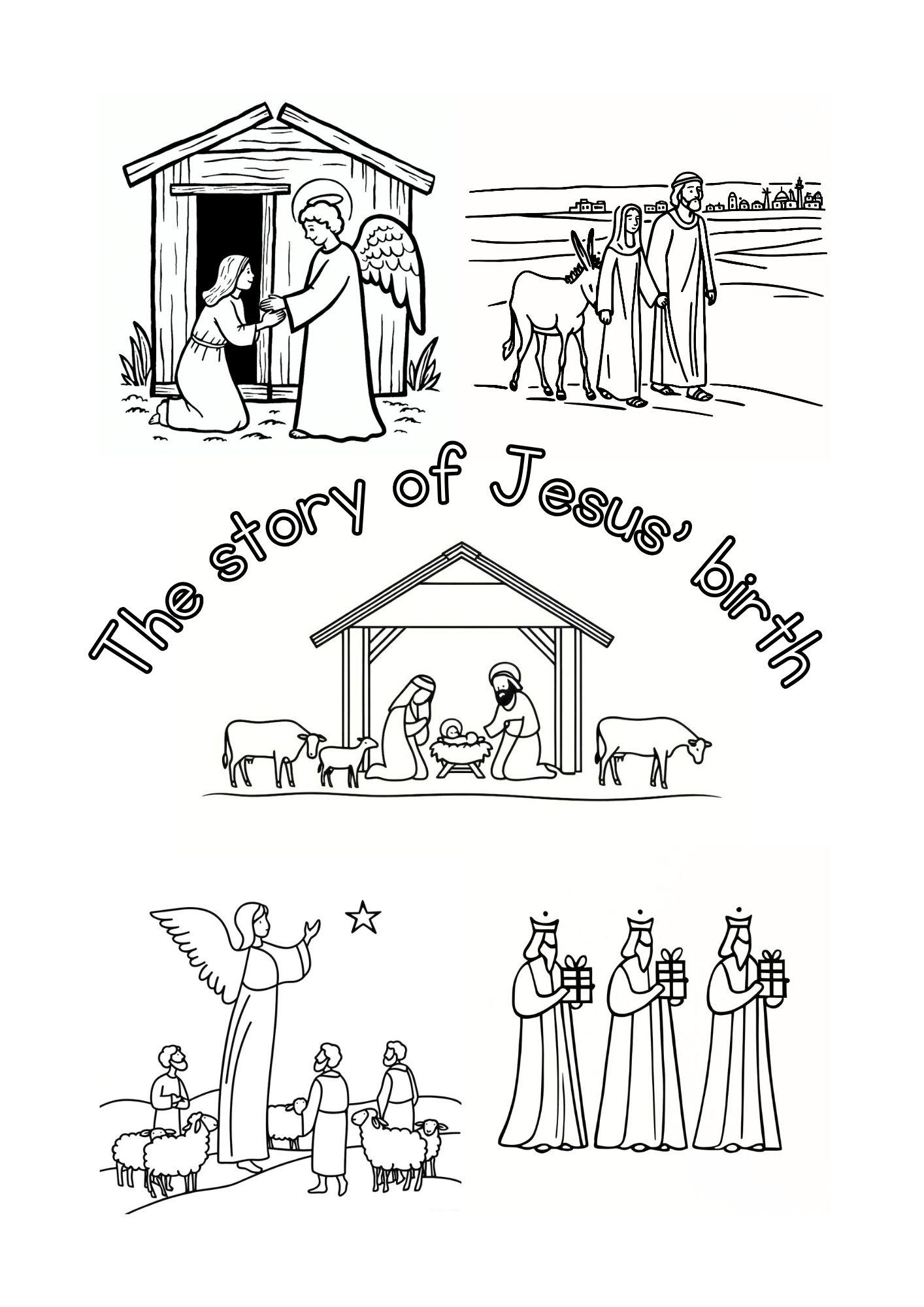 The Story of Jesus' Birth - Colouring Page (instant Download PDF) - Etsy