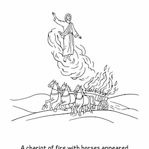 Elijah Taken up to Heaven - Colouring Page (instant Download PDF) - Etsy