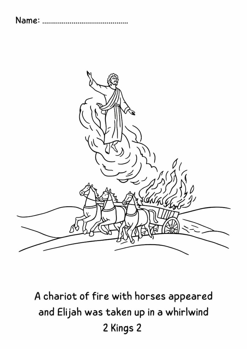 Elijah Taken up to Heaven - Colouring Page - Etsy