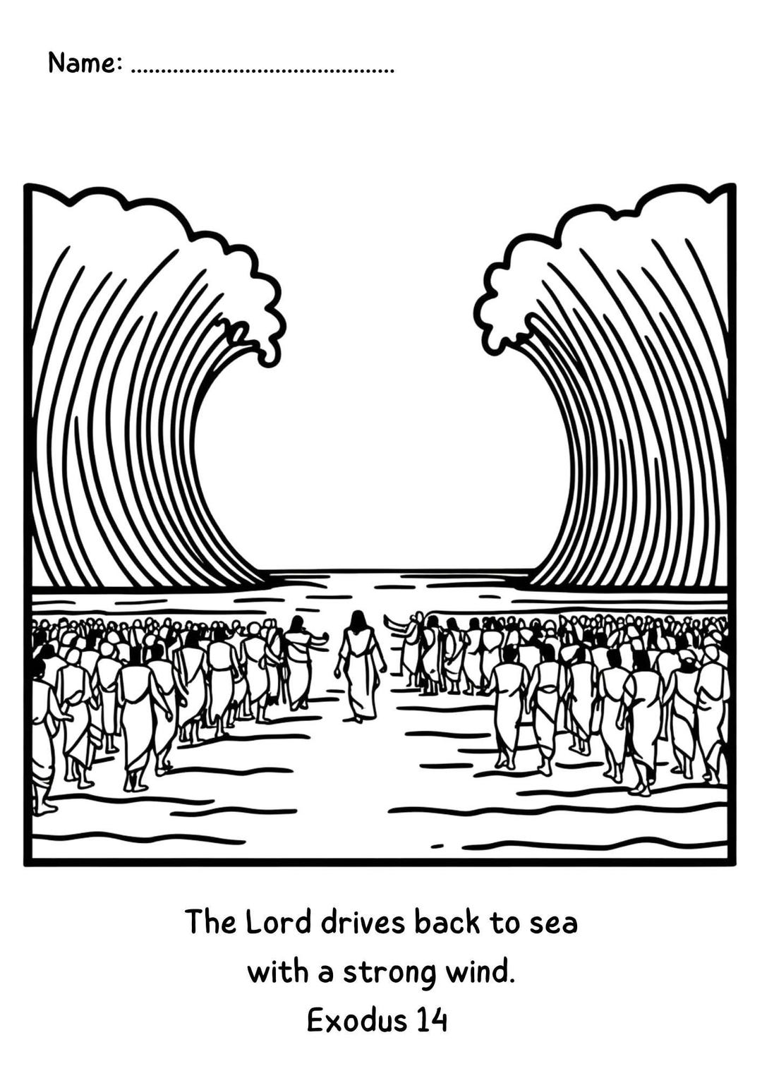 Moses Parts the Red Sea - Colouring Page - Etsy