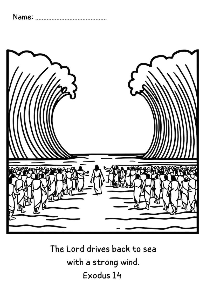 Moses Parts the Red Sea - Colouring Page - Etsy