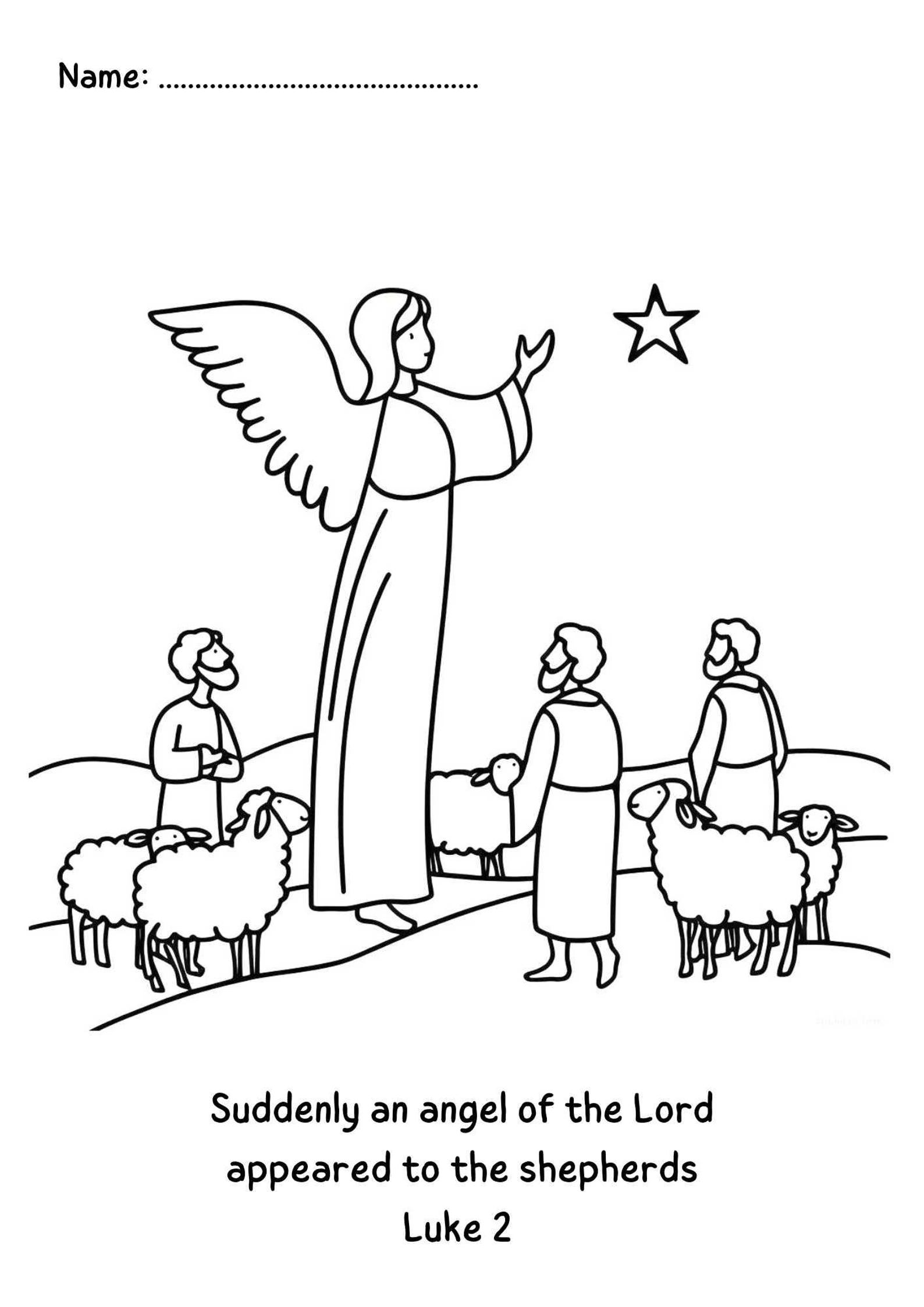 The Angel Appears to the Shepherds - Colouring Page - Etsy