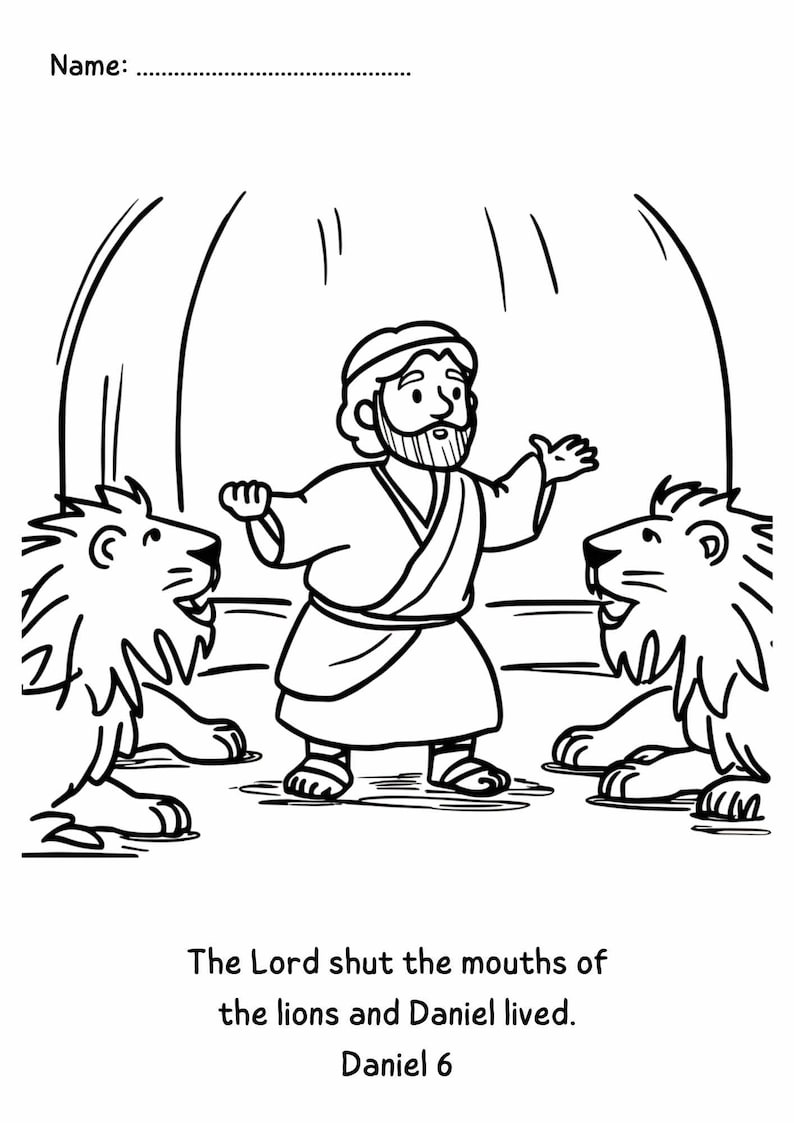 Daniel in the Lions Den - Colouring Page - Etsy