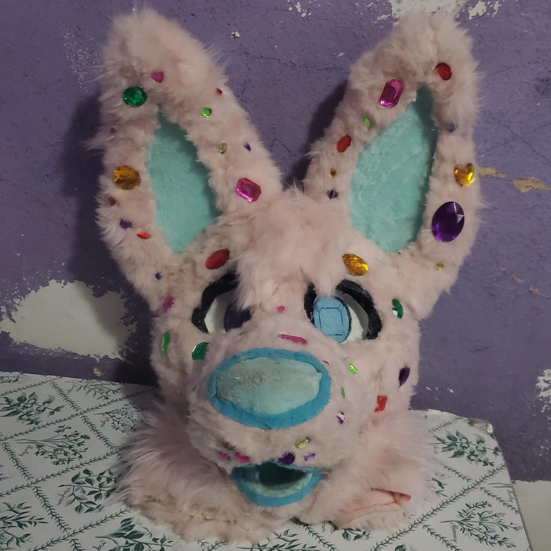 Baby Pink Gem Canine Fursuit Head & Tail - Etsy