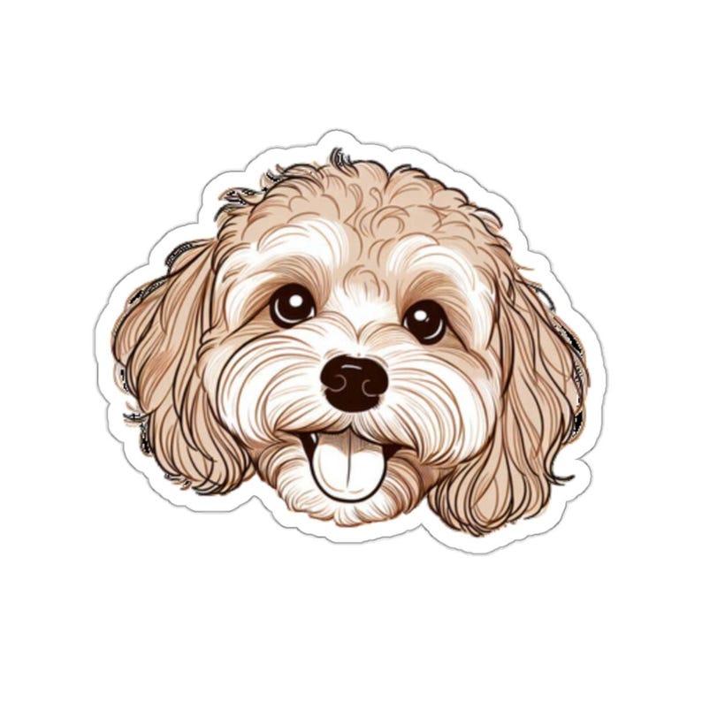 Dog Face Cavapoo Poodle Doodle Goldendoodle Cockapoo Cavoodle Sticker ...
