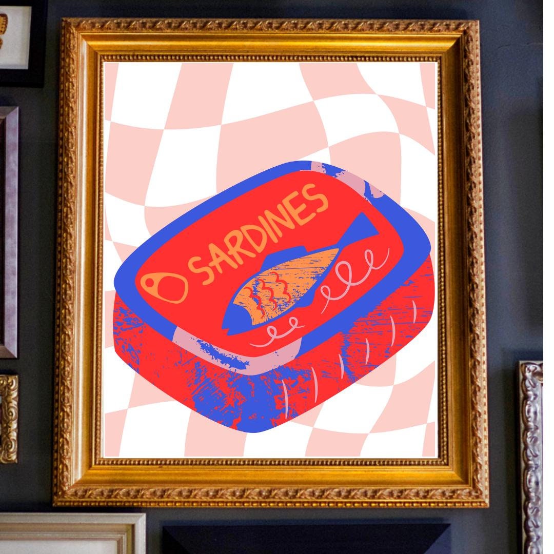 Digital Prints Sardine Set Print Kitchen, Sardines Art Print, Sardine ...