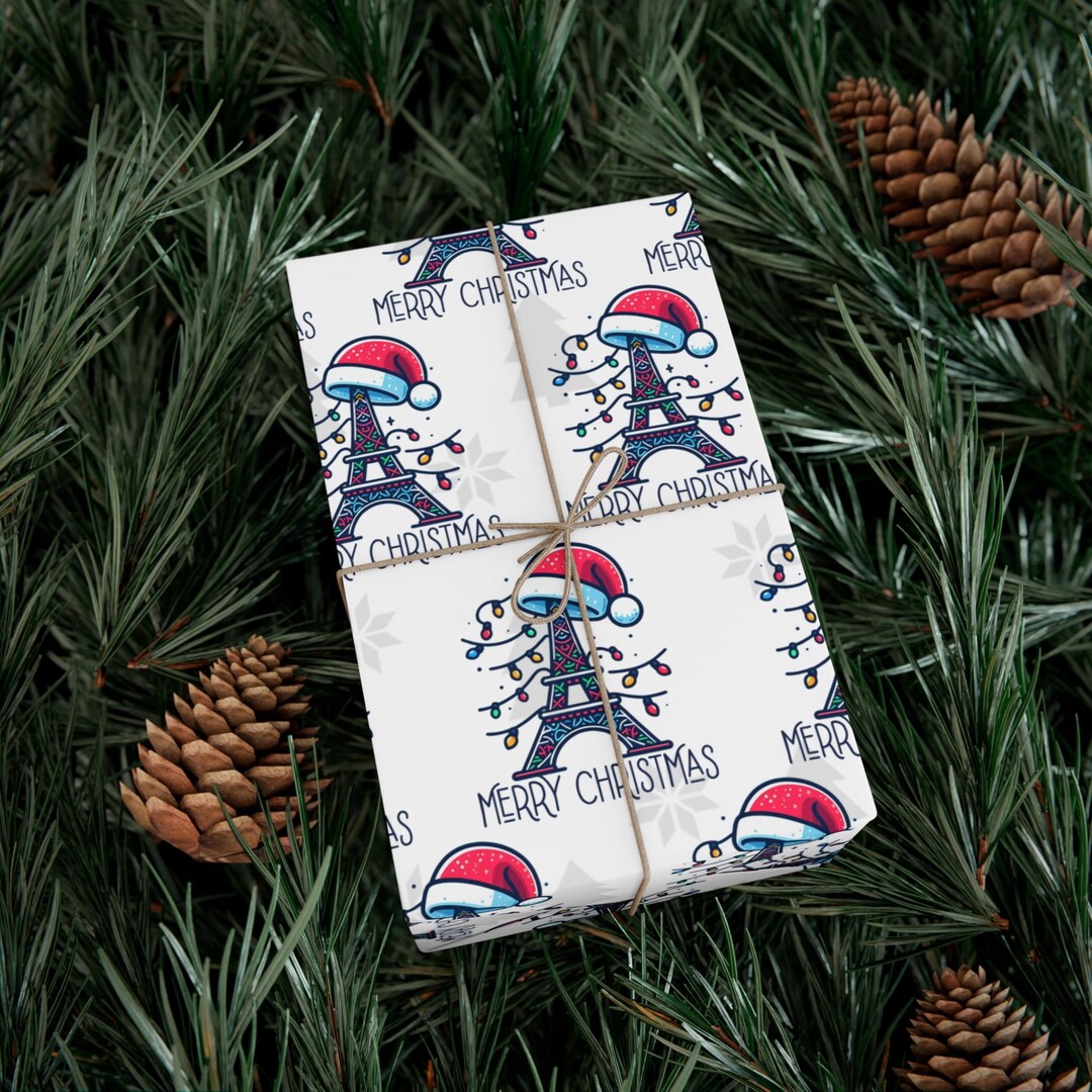 Christmas Eiffel Tower Christmas Wrapping Paper, Eiffel Tower Gift Wrap ...