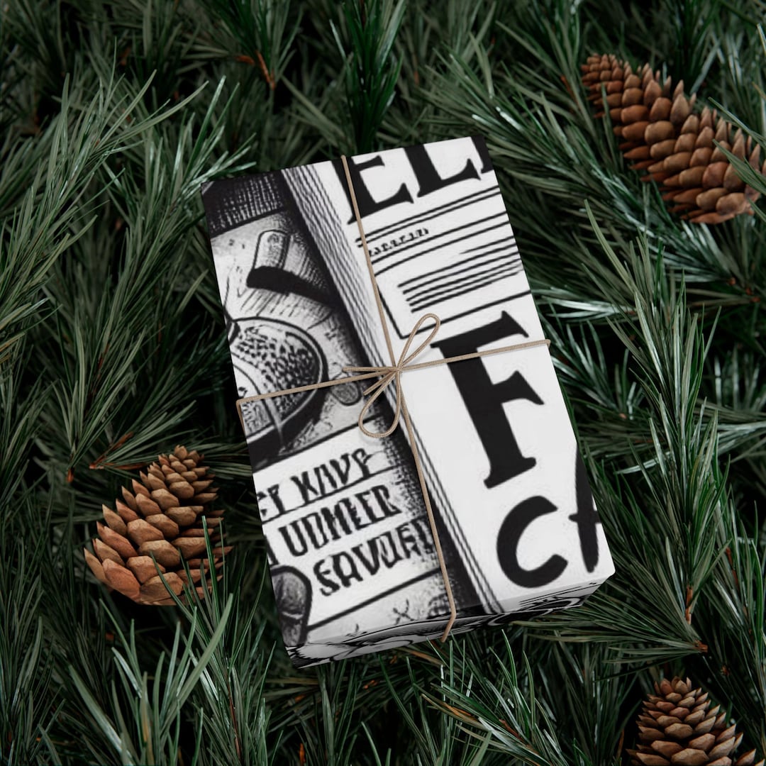 North Pole News Christmas Gift Wrap, Festive Newspaper Wrapping Paper ...
