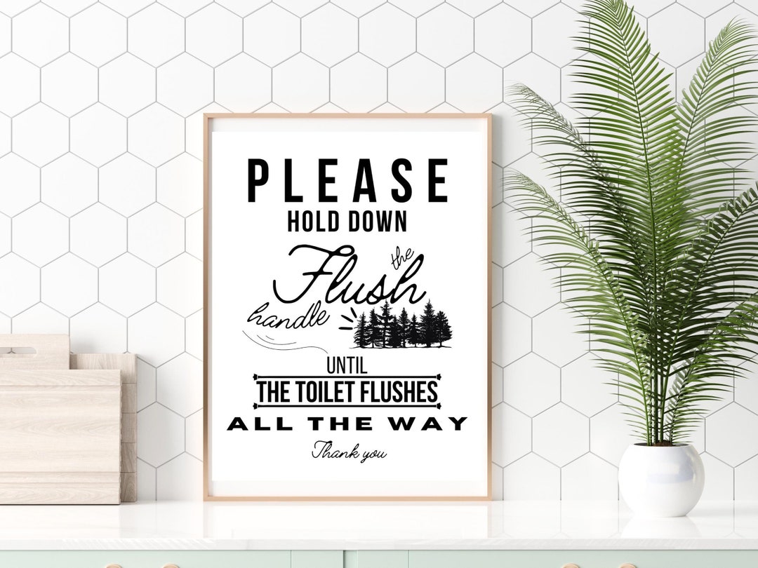 Bathroom Sign, Flush Signage, Bathroom Wall, Toilet Handle, Restroom ...